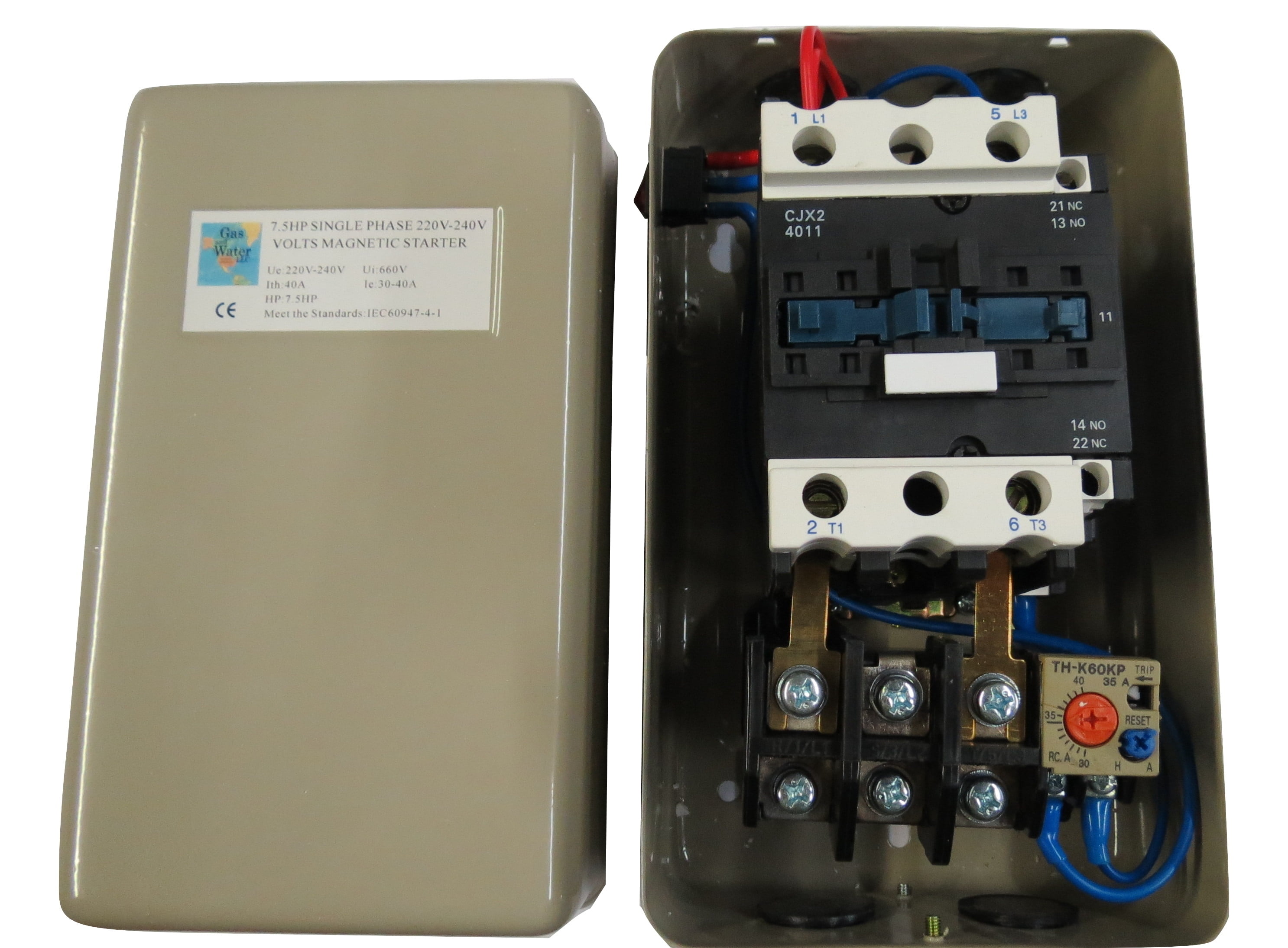 MAGNETIC MOTOR STARTER CONTROL 7.5 HP Single Phase 220/240V 30-40A ...