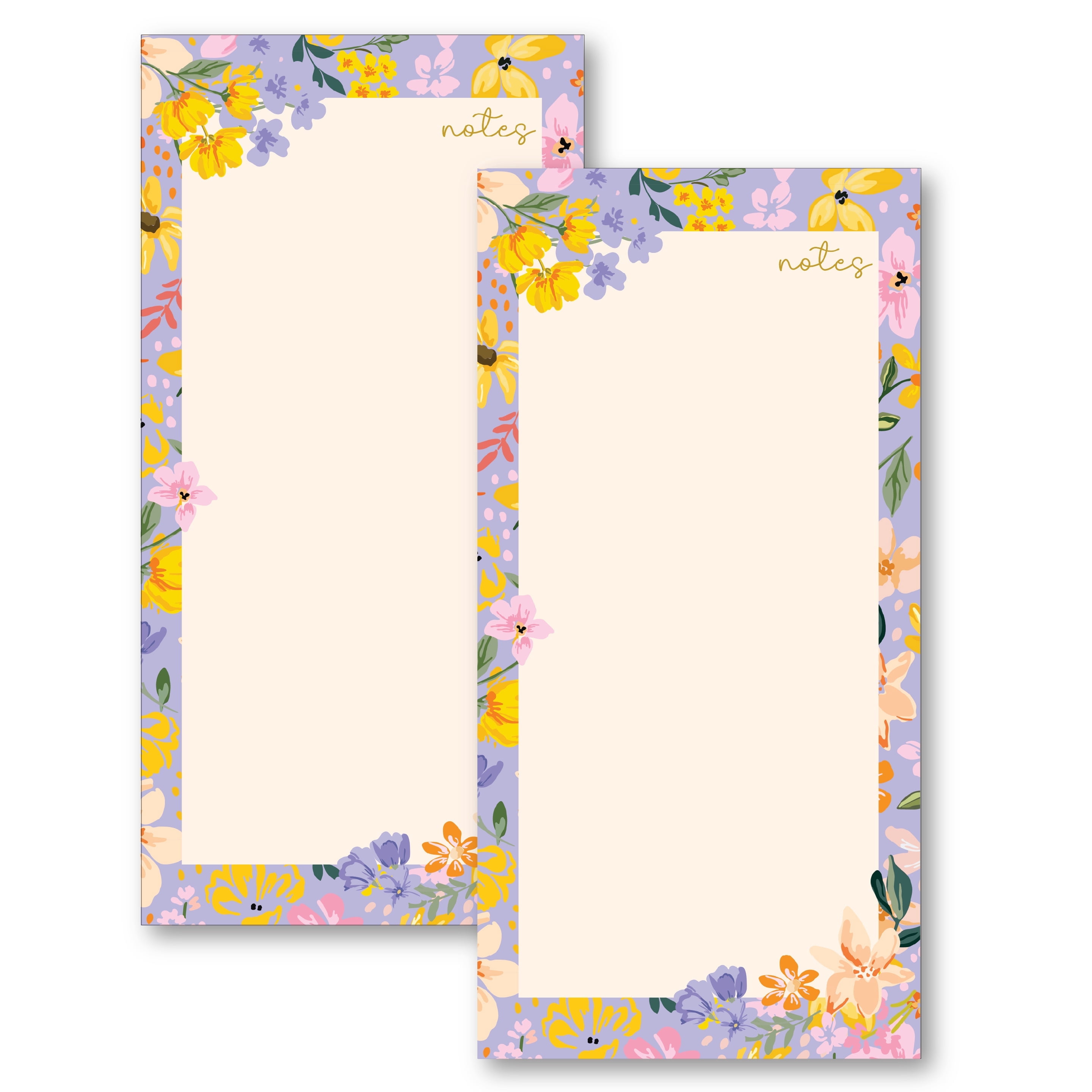 2 PACK MAGNETIC NOTEPADS FOR REFRIGERATOR-Floral Memo Pad, To Do List ...