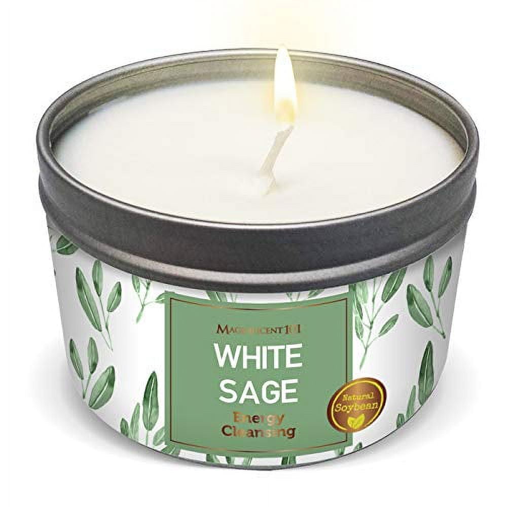 MAGNIFICENT101New Style Pure White Sage Smudge Candle for House Energy ...