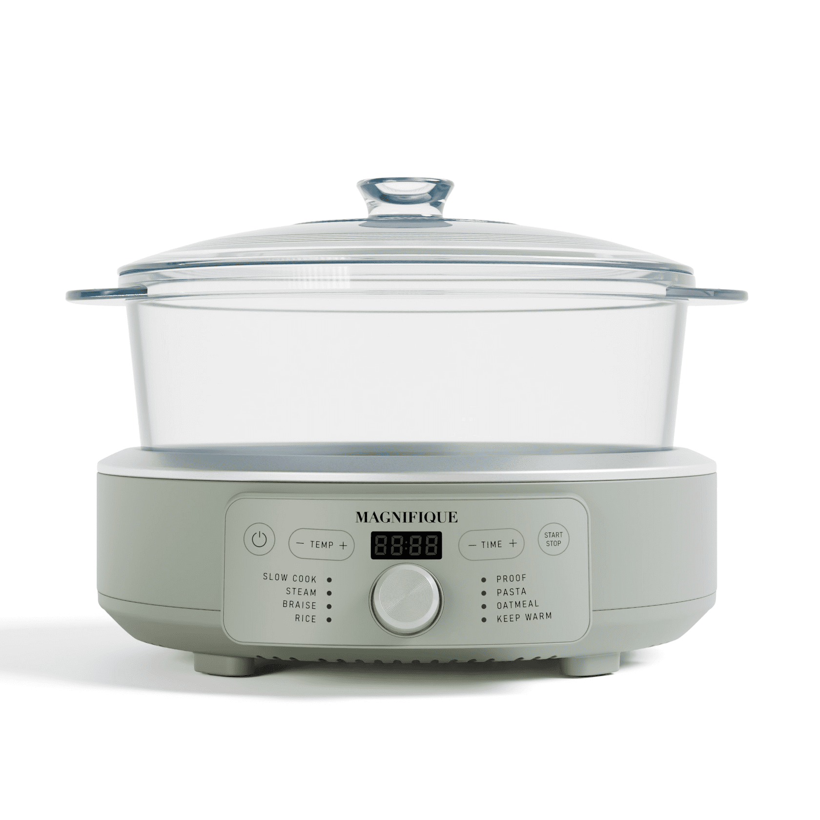 MAGNIFIQUE 4.5 Quart Sage White Glass Multi-Cooker, Programmable Round ...