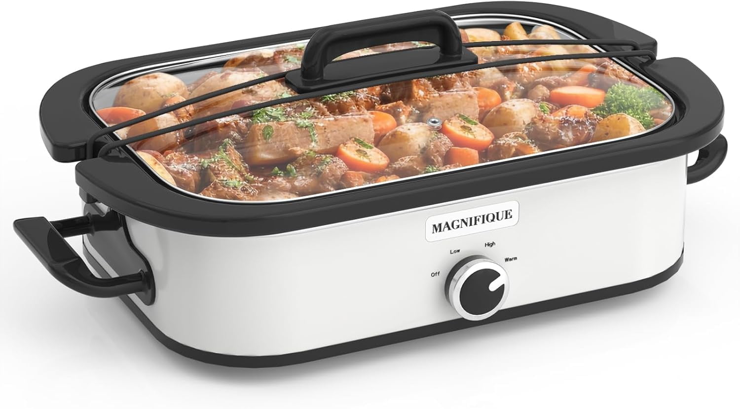 MAGNIFIQUE 4 Quart Casserole Programmable Crock Pot with Ceramic Baking ...