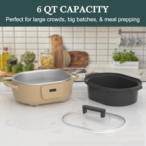 MAGNIFIQUE 6 Quart Programmable Slow Cooker Removable Healthy Nonstick ...