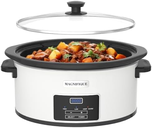 MAGNIFIQUE 6-Quart Programmable Slow Cooker with Timer Keep Warm ...