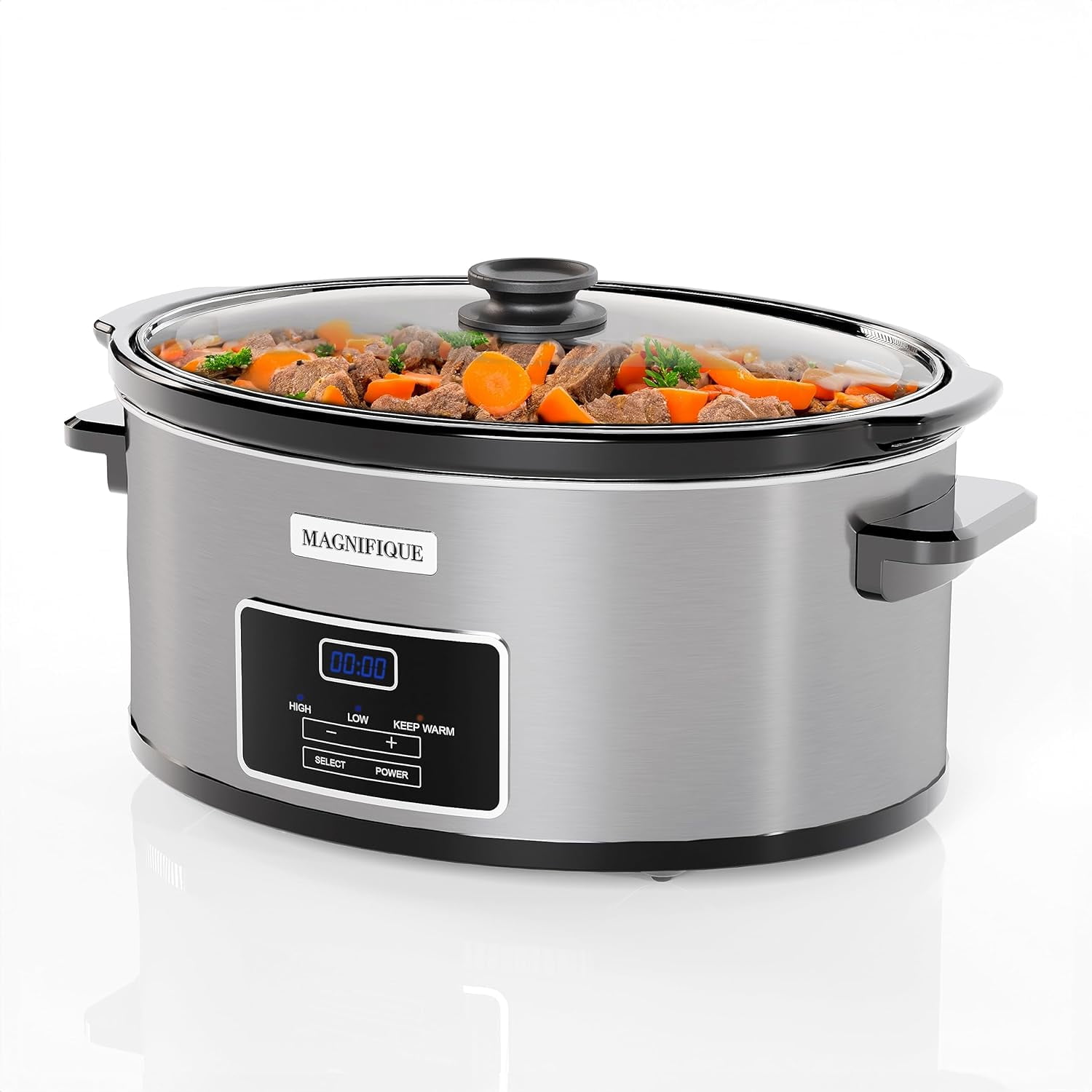 MAGNIFIQUE 7-Quart Casserole Slow Cooker with Timer and Digital ...