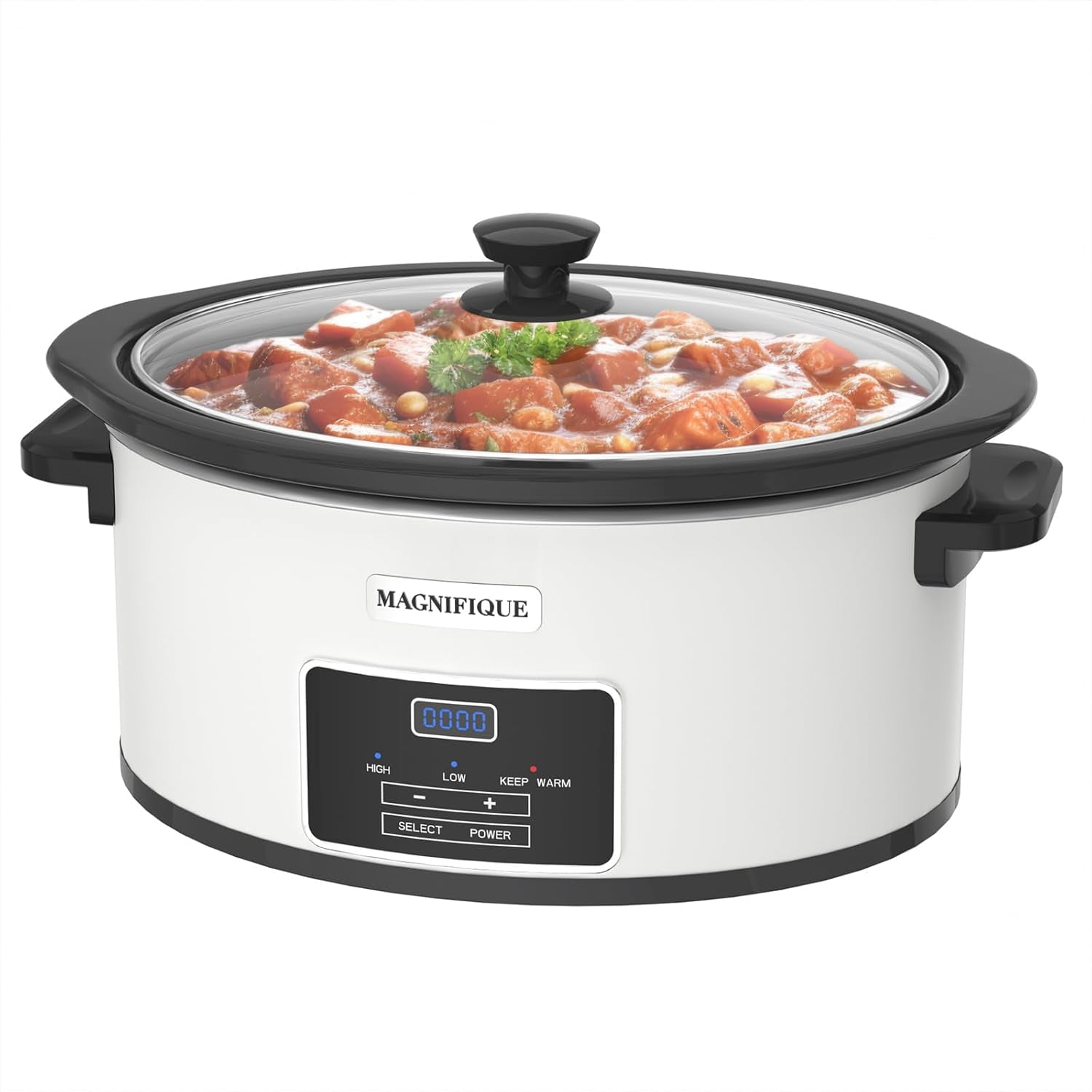 MAGNIFIQUE 8-Quart Programmable Slow Cooker with Timer Keep Warm ...