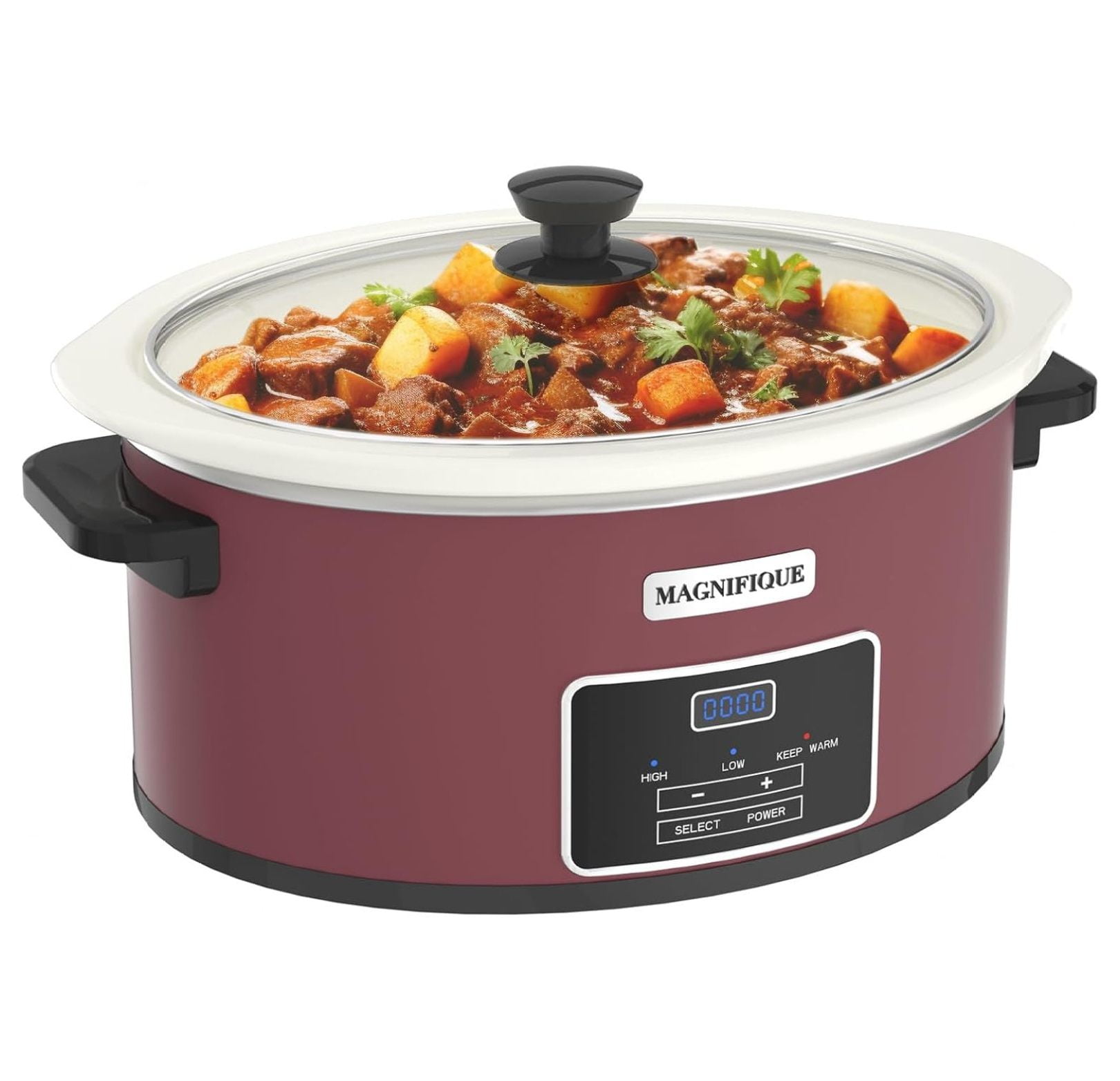 MAGNIFIQUE 8-Quart Programmable Slow Cooker with Timer Keep Warm ...