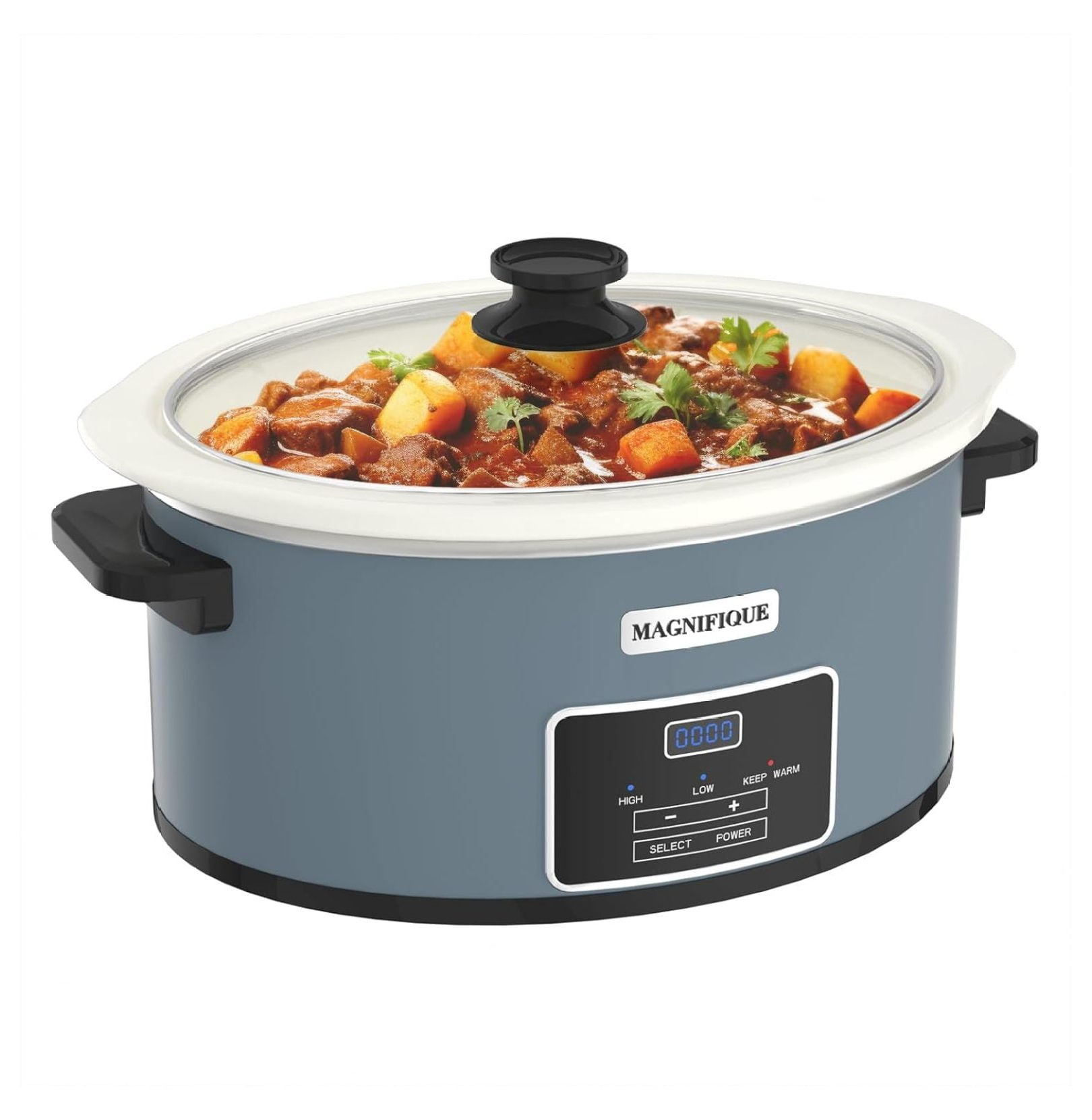 MAGNIFIQUE 8-Quart Programmable Slow Cooker with Timer Keep Warm ...