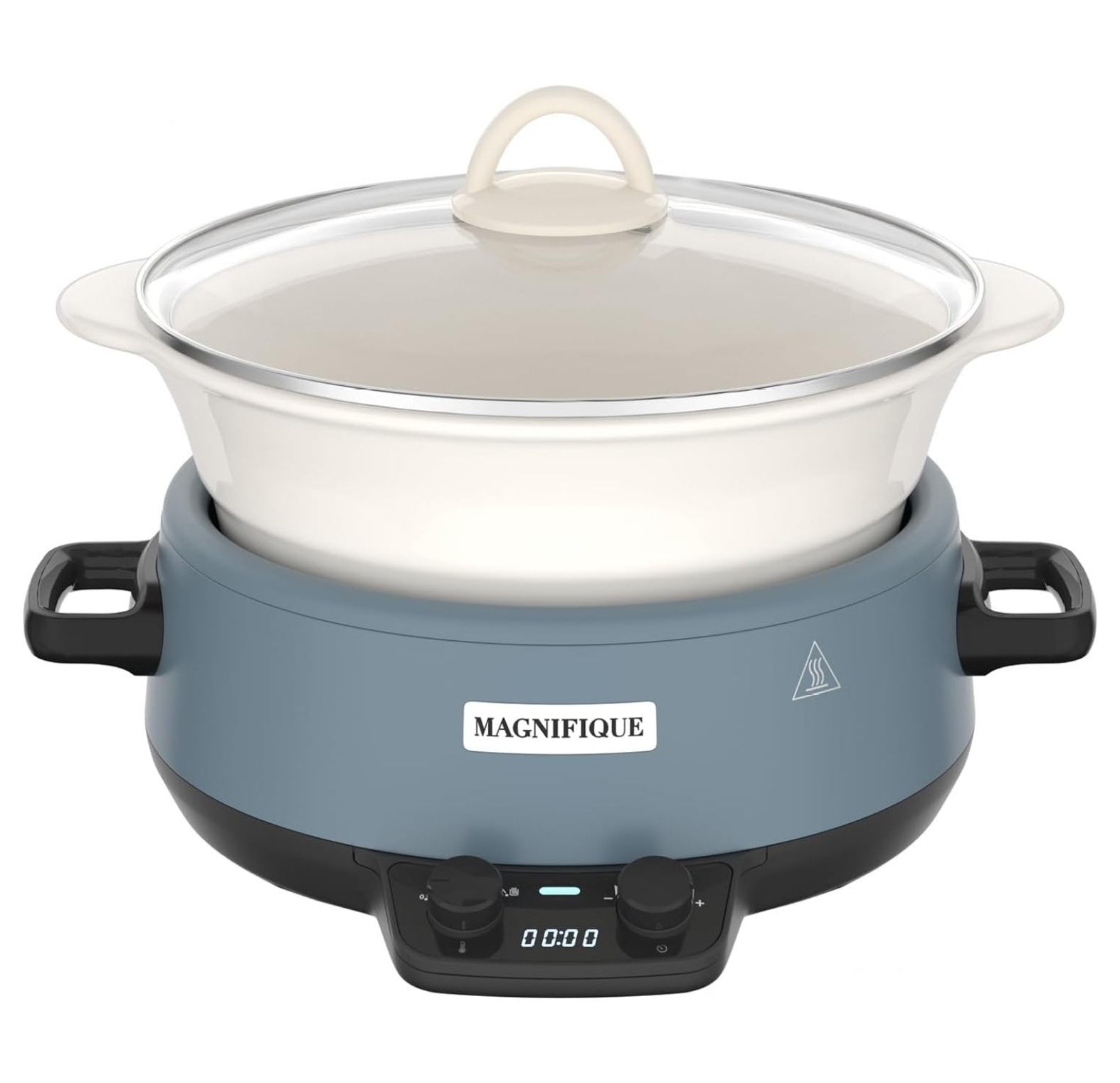 MAGNIFIQUE Small 5 Quart Round Casserole Programmable Slow Cooker with ...
