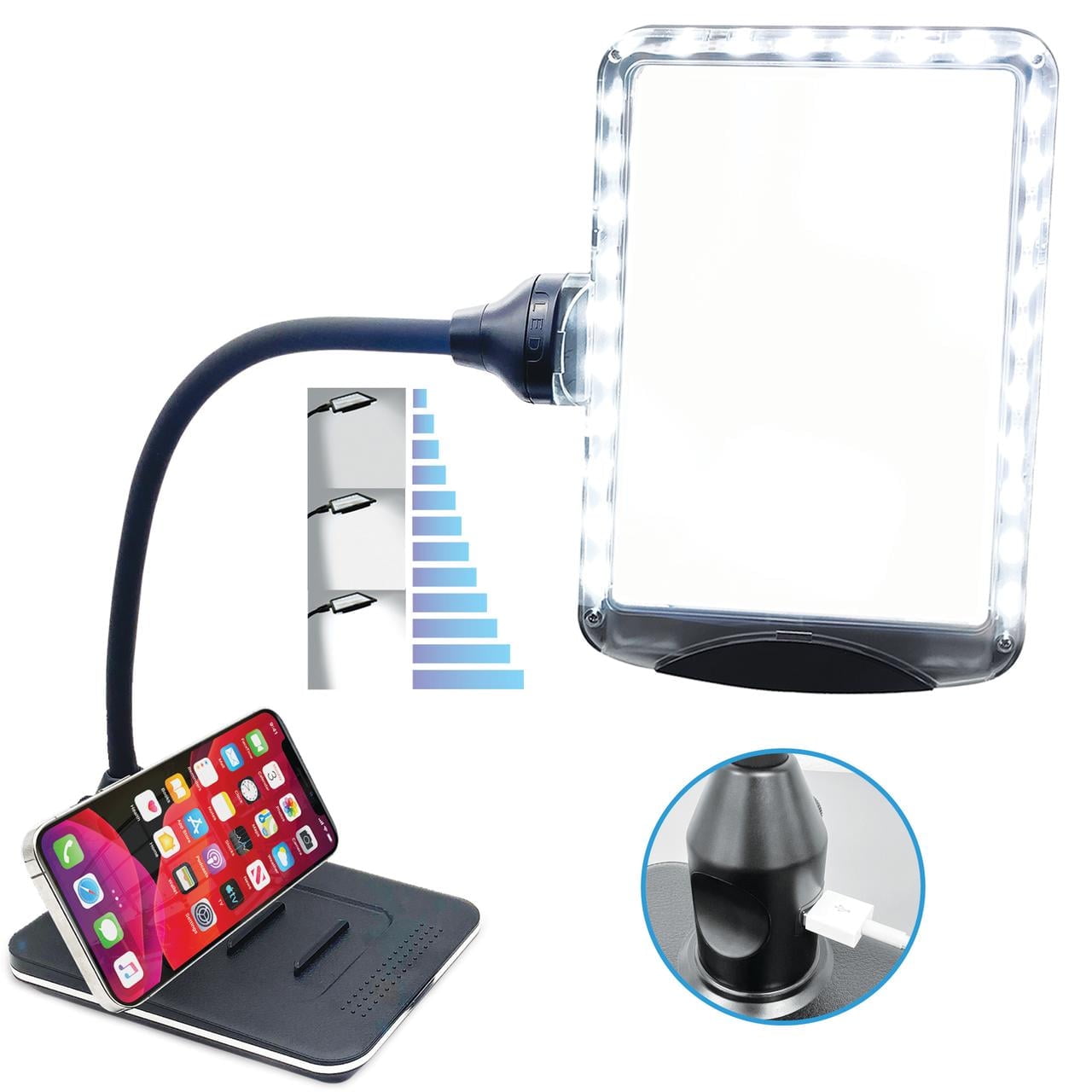MAGNIPROS 5X Large LED Magnifying Lamp with Dimmable Lights, Flexible ...