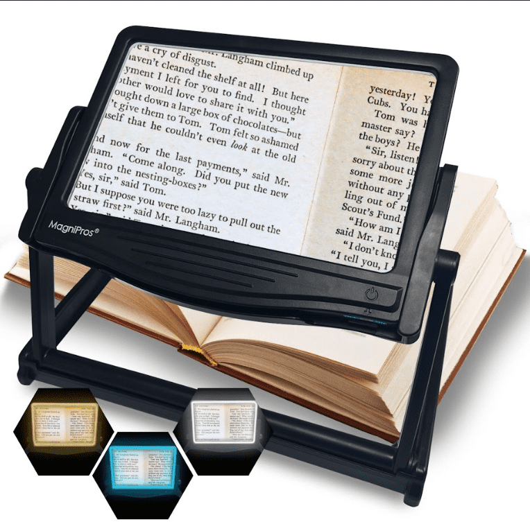 MAGNIPROS 5X LED Full Page Magnifying Glass with Detachable Stand, 3 ...