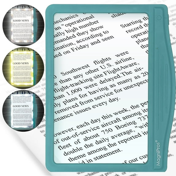 MAGNIPROS Patented 5X Large Ultra-Bright LED Page Magnifier with Anti ...