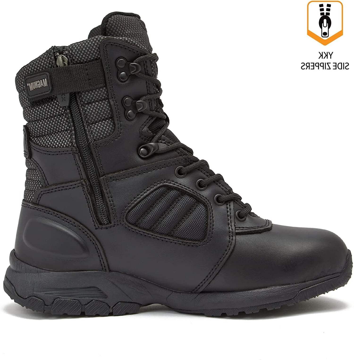 MAGNUM Men's 8.0 Waterproof Tactical Boots, Leather Side Zip Military ...