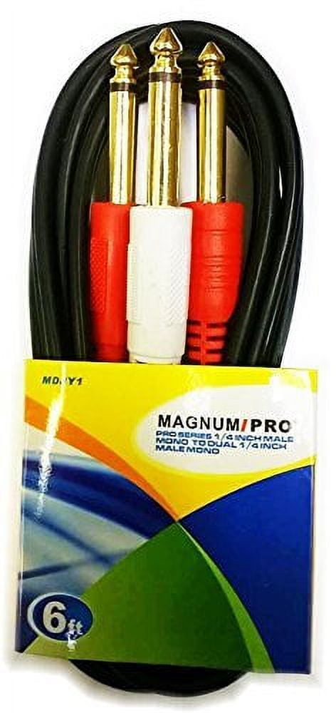 MAGNUM PRO MDJY1 PRO Series 6ft 1/4 Inch Mono Male Plug to Dual 1/4 ...