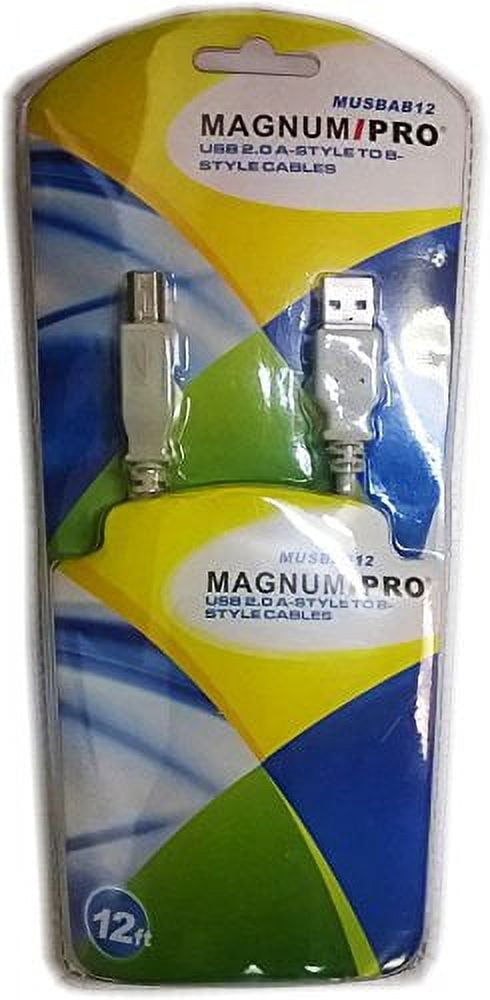 MAGNUM PRO MUSBAB12 USB 2.0 A Male to B Male 12ft Cable - Walmart ...