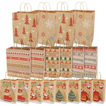 Bibana 24 PCS Christmas Gift Bags Kraft Holiday Wrapping Paper Bags ...