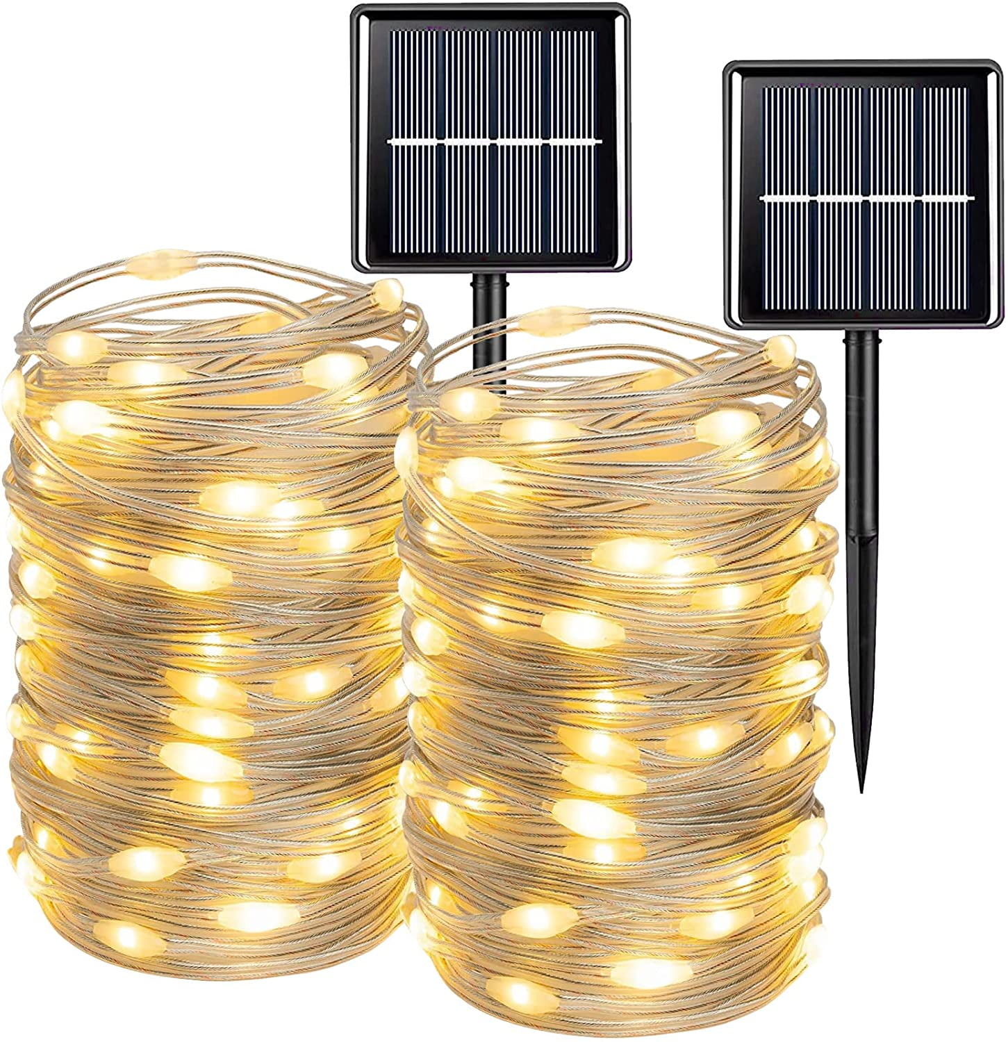 MAGOTAN 2 Pack Solar String Lights, 66ft Super Bright, Waterproof, 8 ...