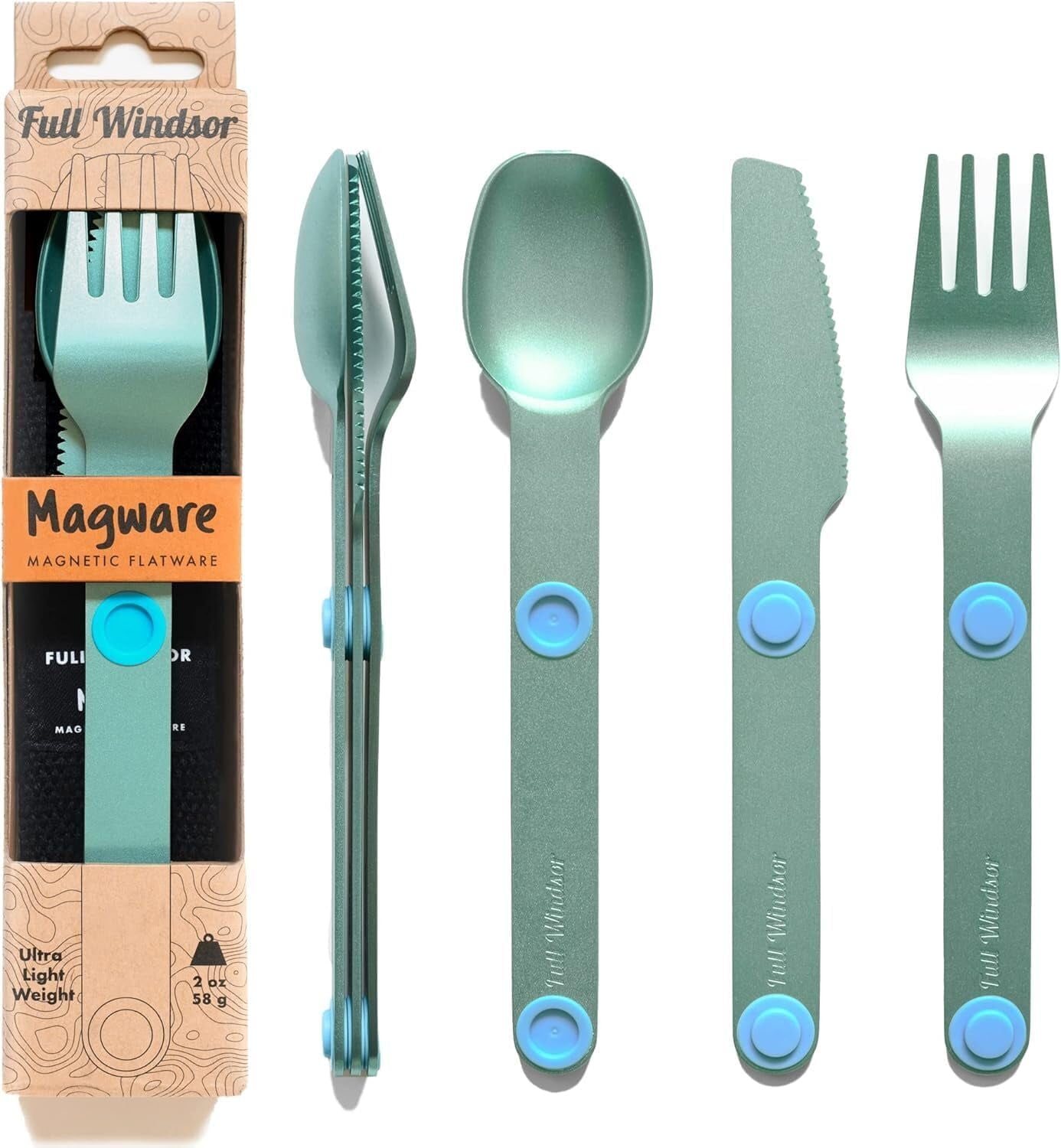MAGWARE- Magnetic Camping Cutlery Set- Travel Silverware with case ...