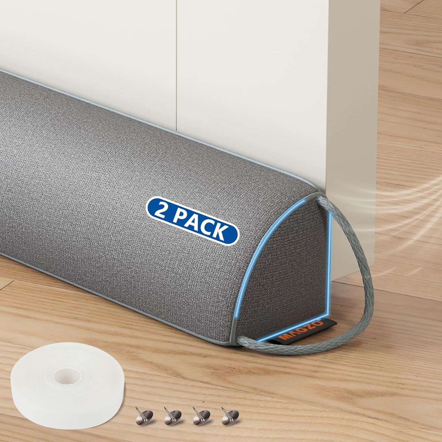 MAGZO Door Draft Stopper 30 Inches, 2 Pack Weighted Triangular Door ...