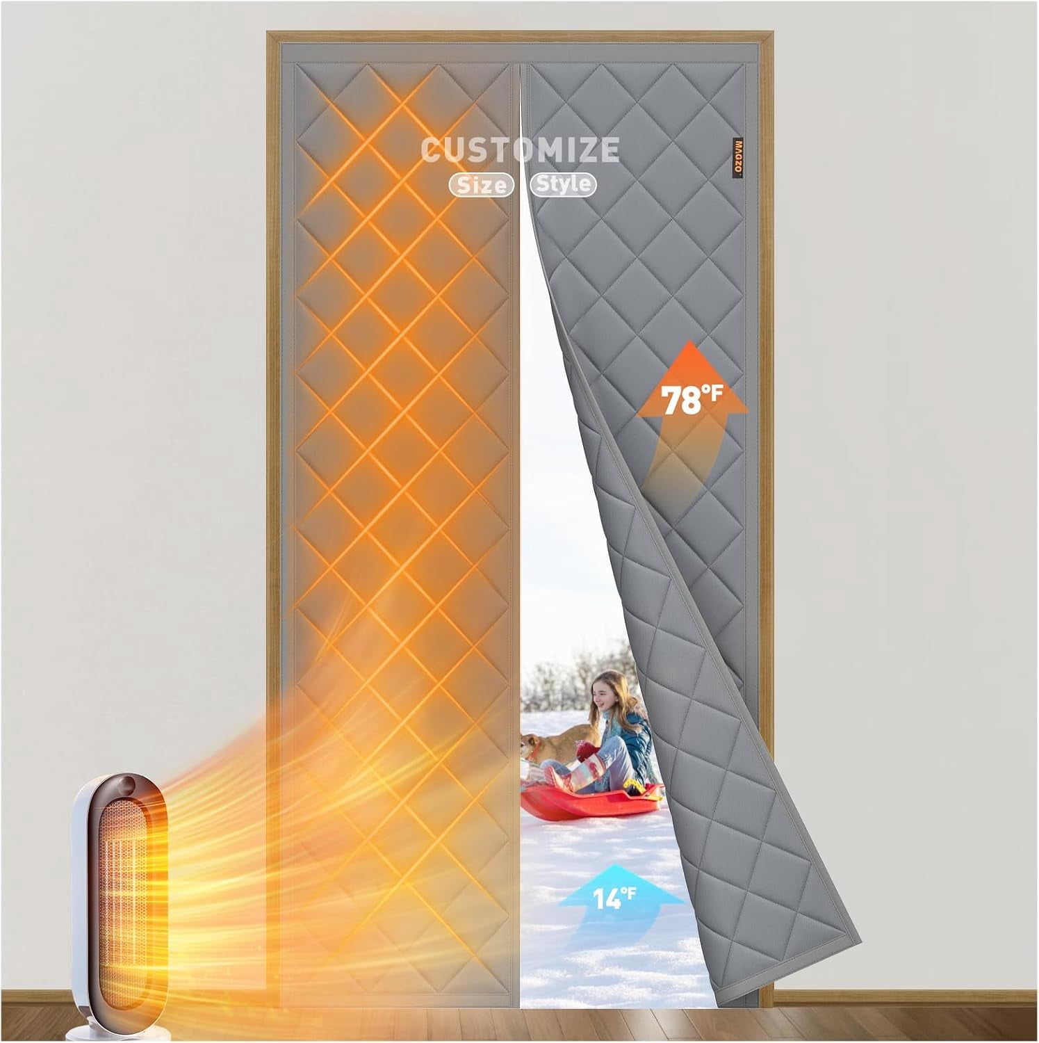 MAGZO Magnetic Winter Thermal Insulated Door Curtain Fits Door Size 60 ...