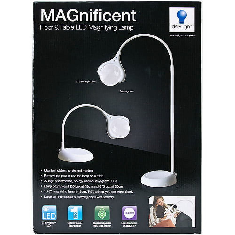 MAGnificent Floor-Table LED Magnifying Lamp-White - Walmart.com