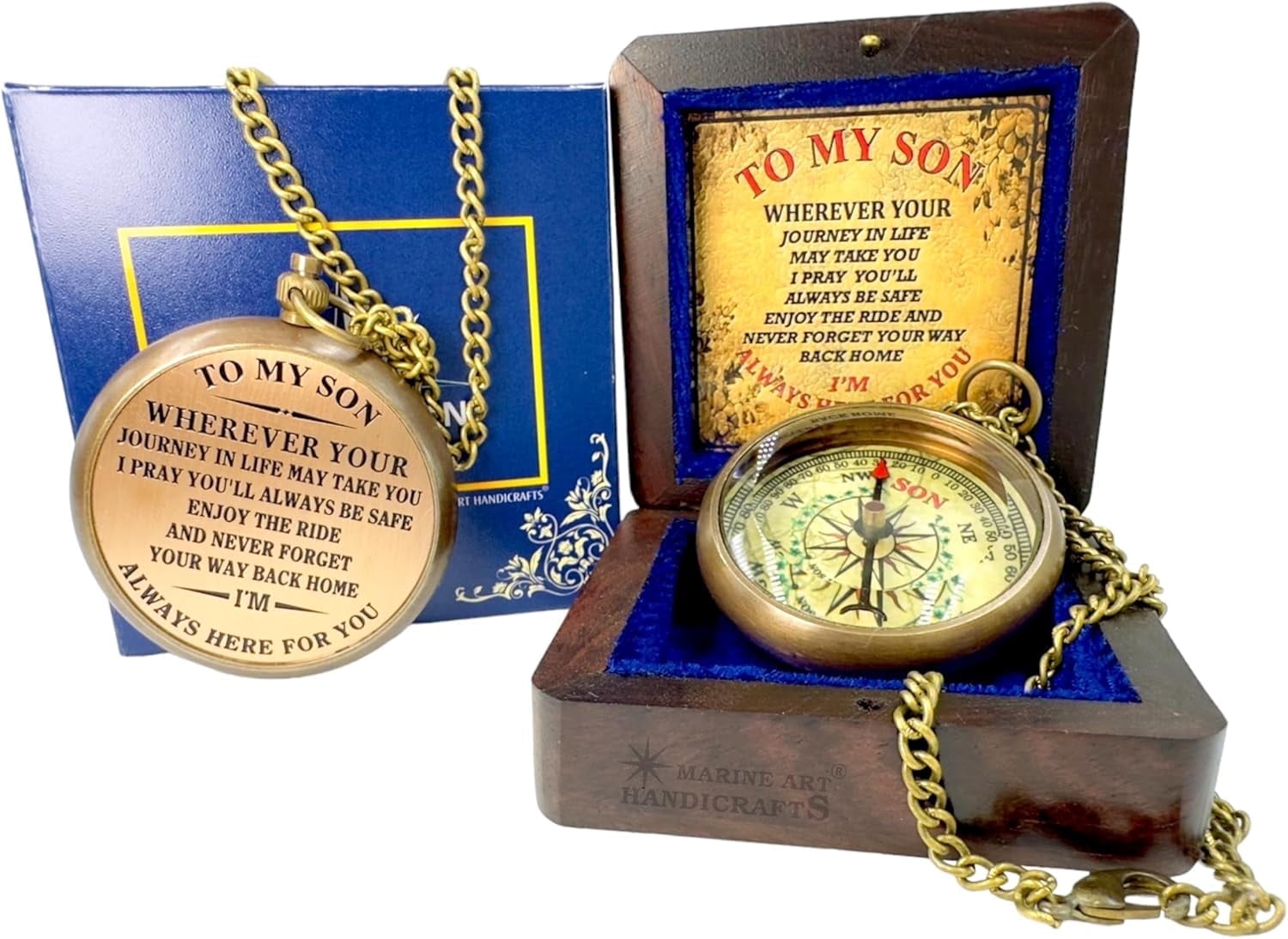 MAH Brass and Copper Compass Gifts for Son from Mom and Dad with ...
