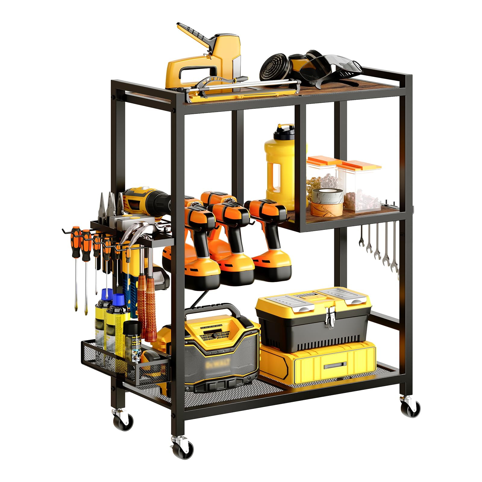 MAHANCRIS Power Tool Organizer, Power Tool Cart with Garage Storage ...