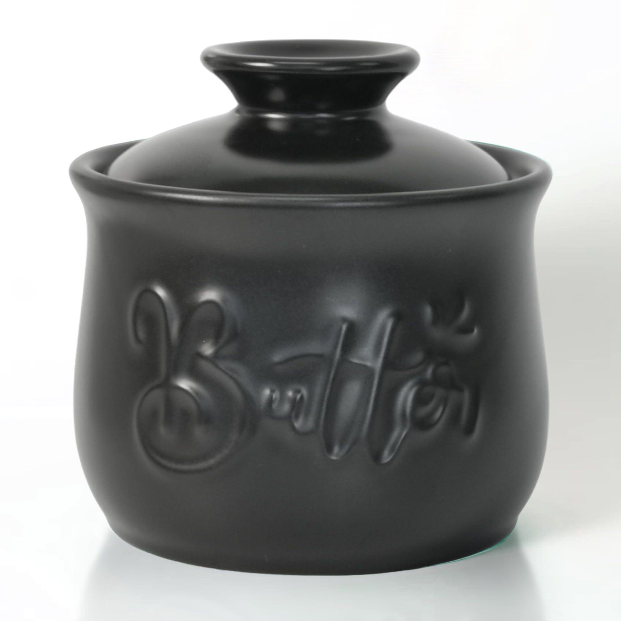 MAIA Ceramic 5.5 oz Butter Crock for Counter with Water Butter Spreader ...