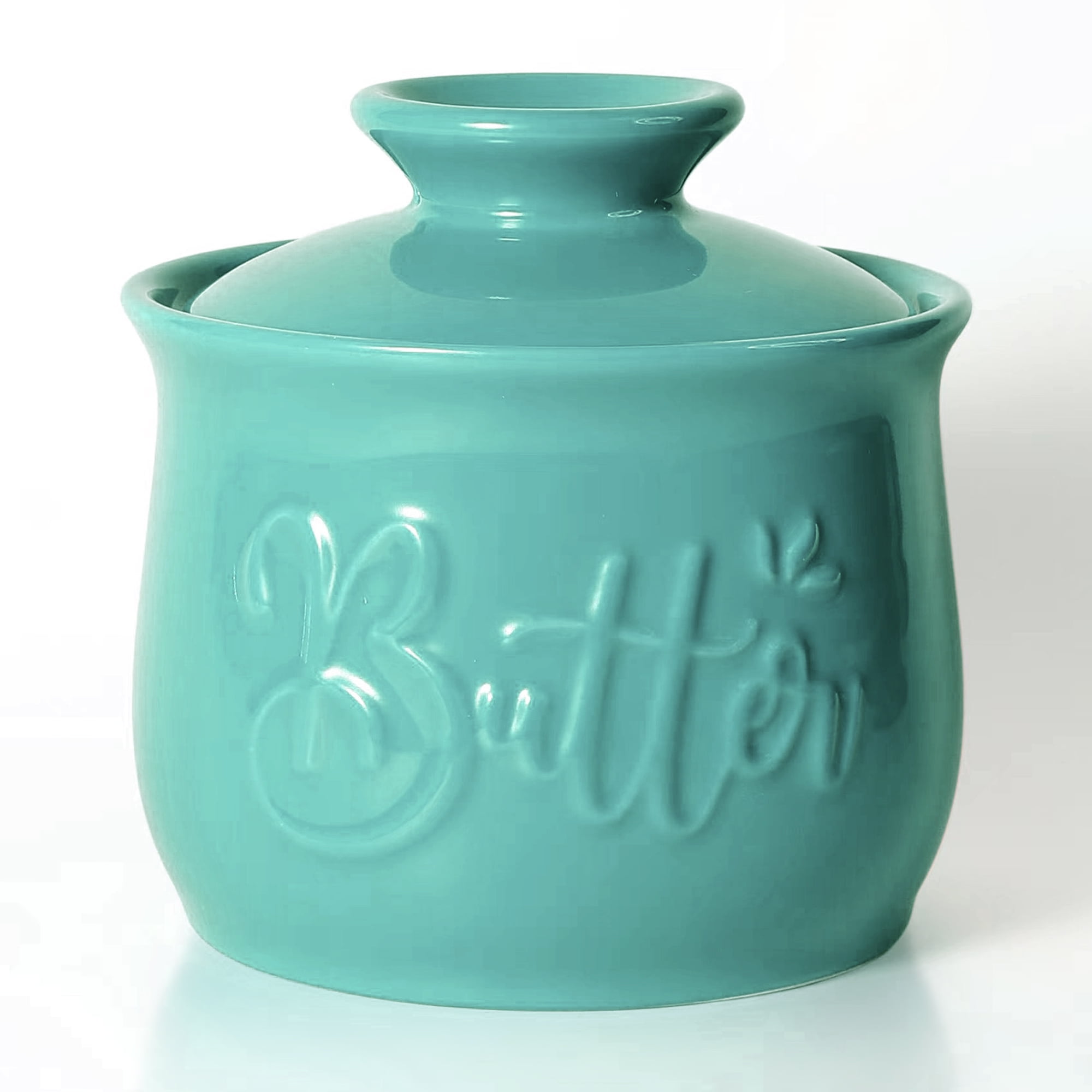 MAIA Ceramic 5.5 oz Butter Crock for Counter with Water Butter Spreader ...