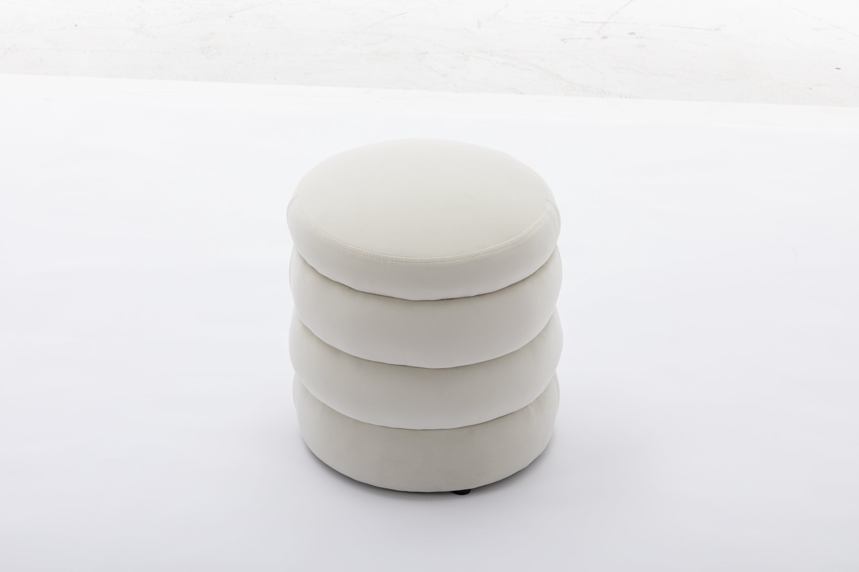 MAICOSY 18.50 Inch Soft Velvet Round Ottoman Footrest Stool, White ...
