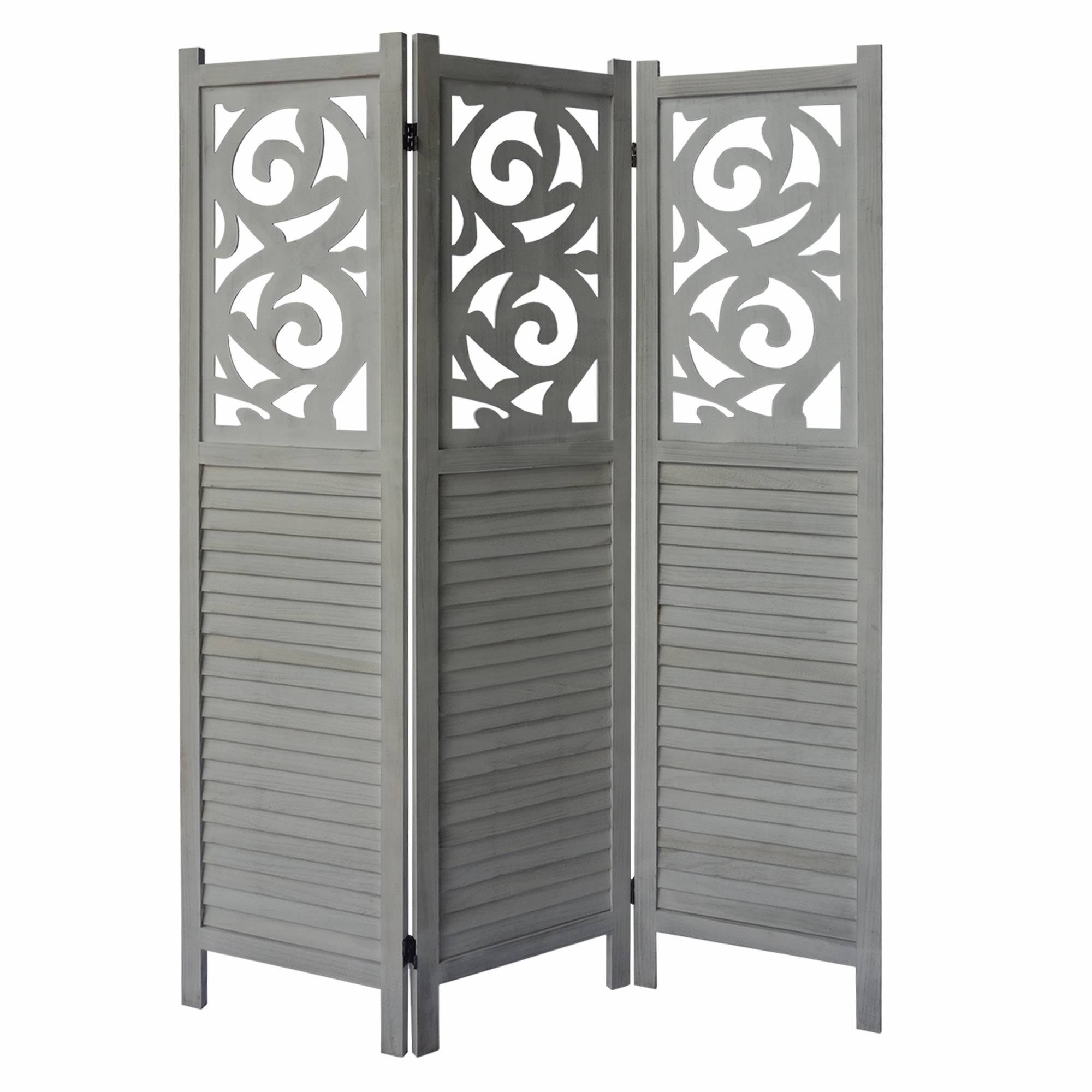 MAICOSY Paulownia Wood Panel Divider Screen, 67 Inch Ornate Scrolled ...