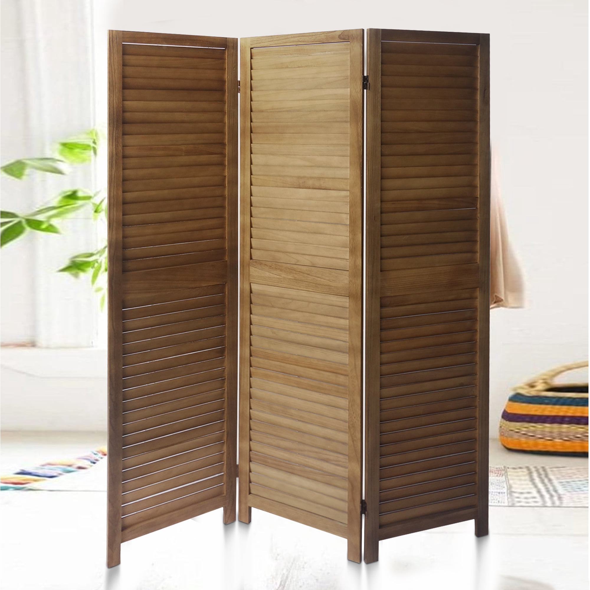 MAICOSY Paulownia Wood Panel Divider Screen, Shutter Design, 3 Panels ...