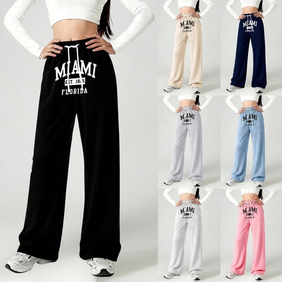 MAIHAN Grils Baggy Sweatpants Bow Wide Leg Cute Bow Print Wide Leg ...