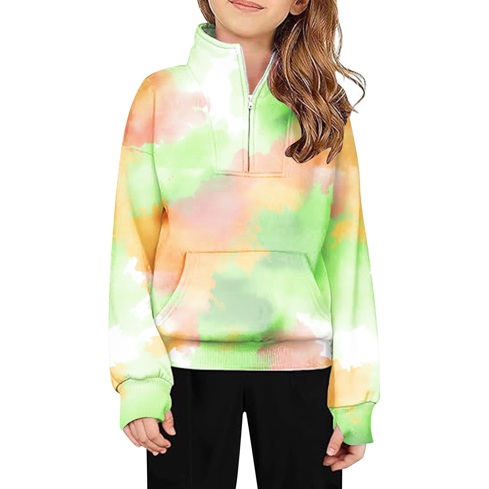 MAIHAN-Kids Half Zip Sweatshirt with Thumbholes, Quarter Zip Fleece ...