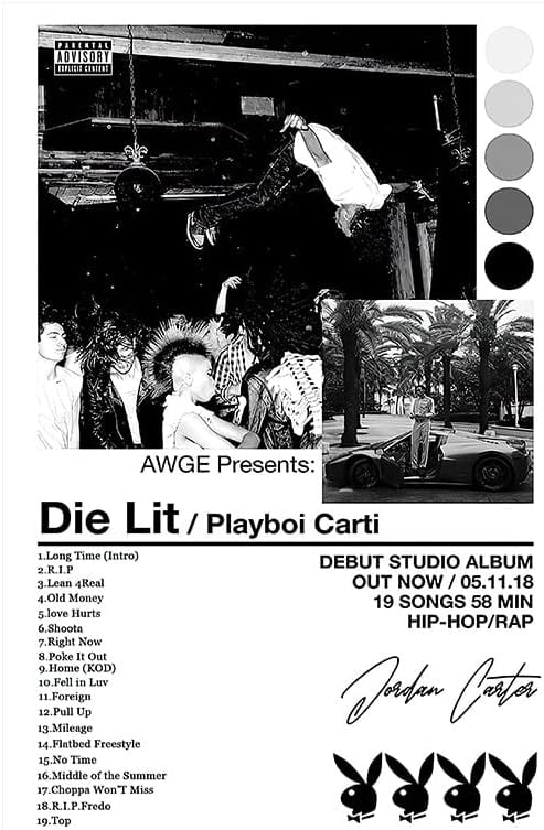 MAIHOR Playboi Carti Poster Die Lit Album Cover Posters - Canvas Wall ...