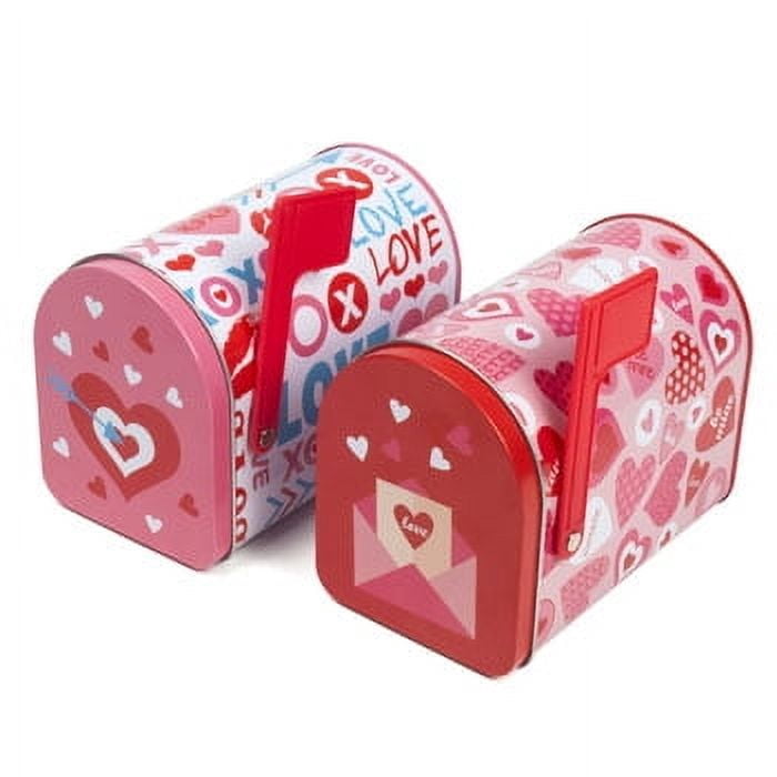 MAIL BOX SHAPED TIN 2AST VALENTINE DESIGNS 5X3X3.75IN, Case Pack of 24 ...