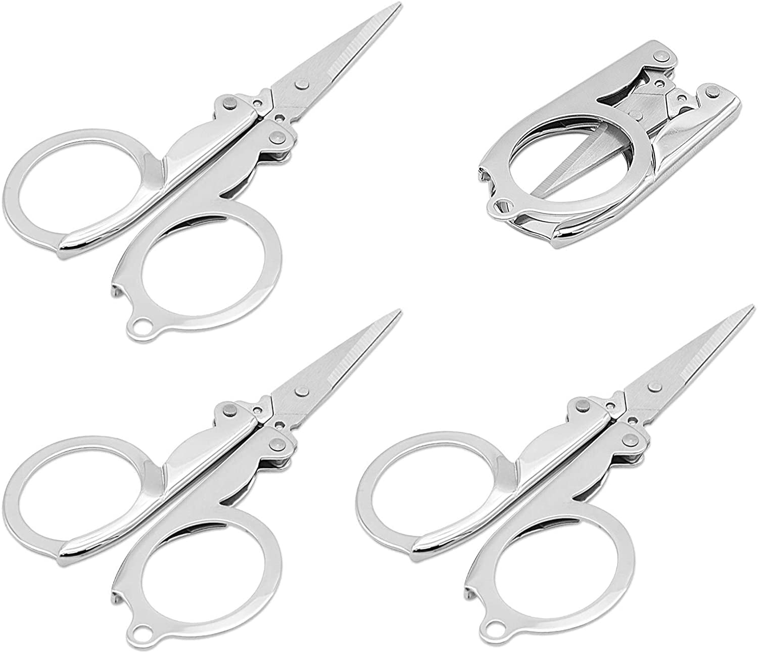 MAILINI 4PCS Folding Scissors Portable Stainless Steel Scissors, Mini ...
