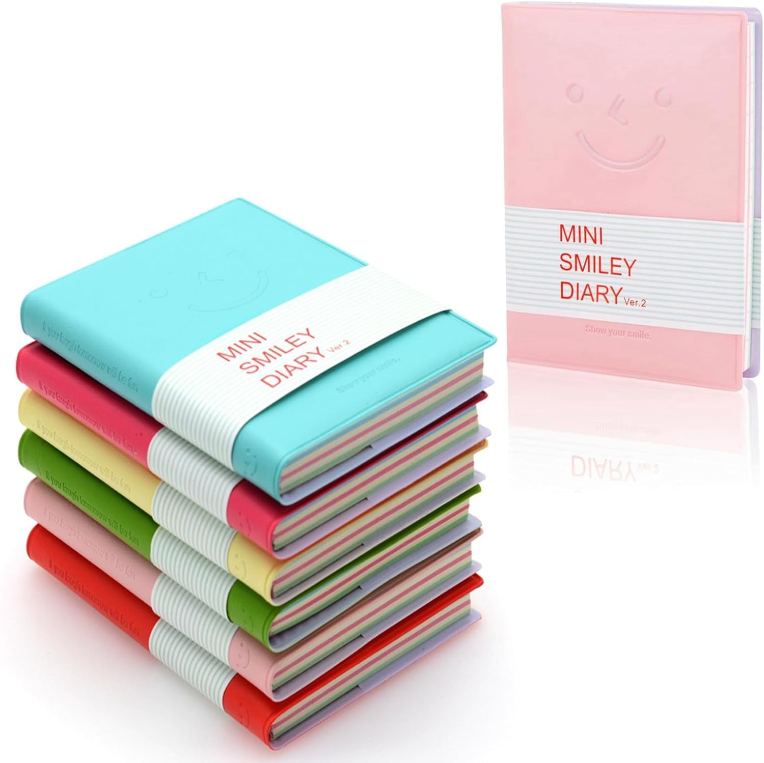 MAILINI 6PCS Smiley Pocket Notebook Hardback Journal Notepad Super Mini ...