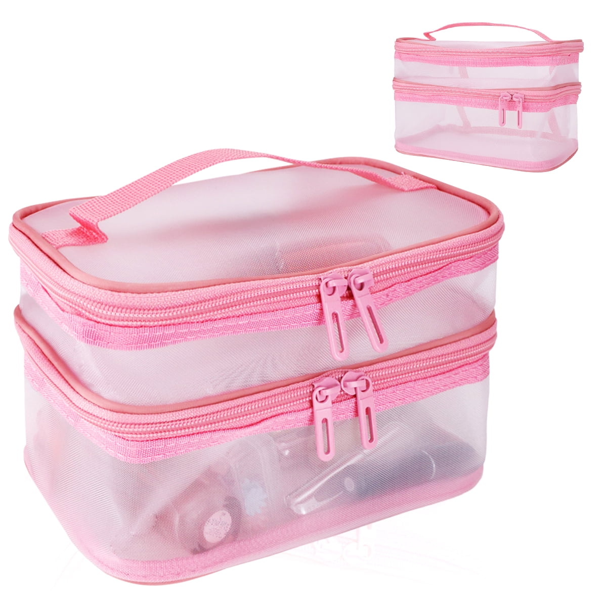 MAILINI Travel Makeup Bag Double Layer Cosmetic Bag ,Portable Toiletry ...