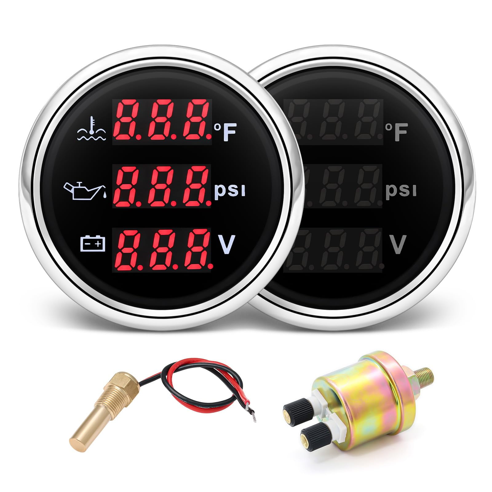 MAIMEIMI Triple Gauge Set 3 in 1 (Oil Pressure PSI + Watertemp °F ...