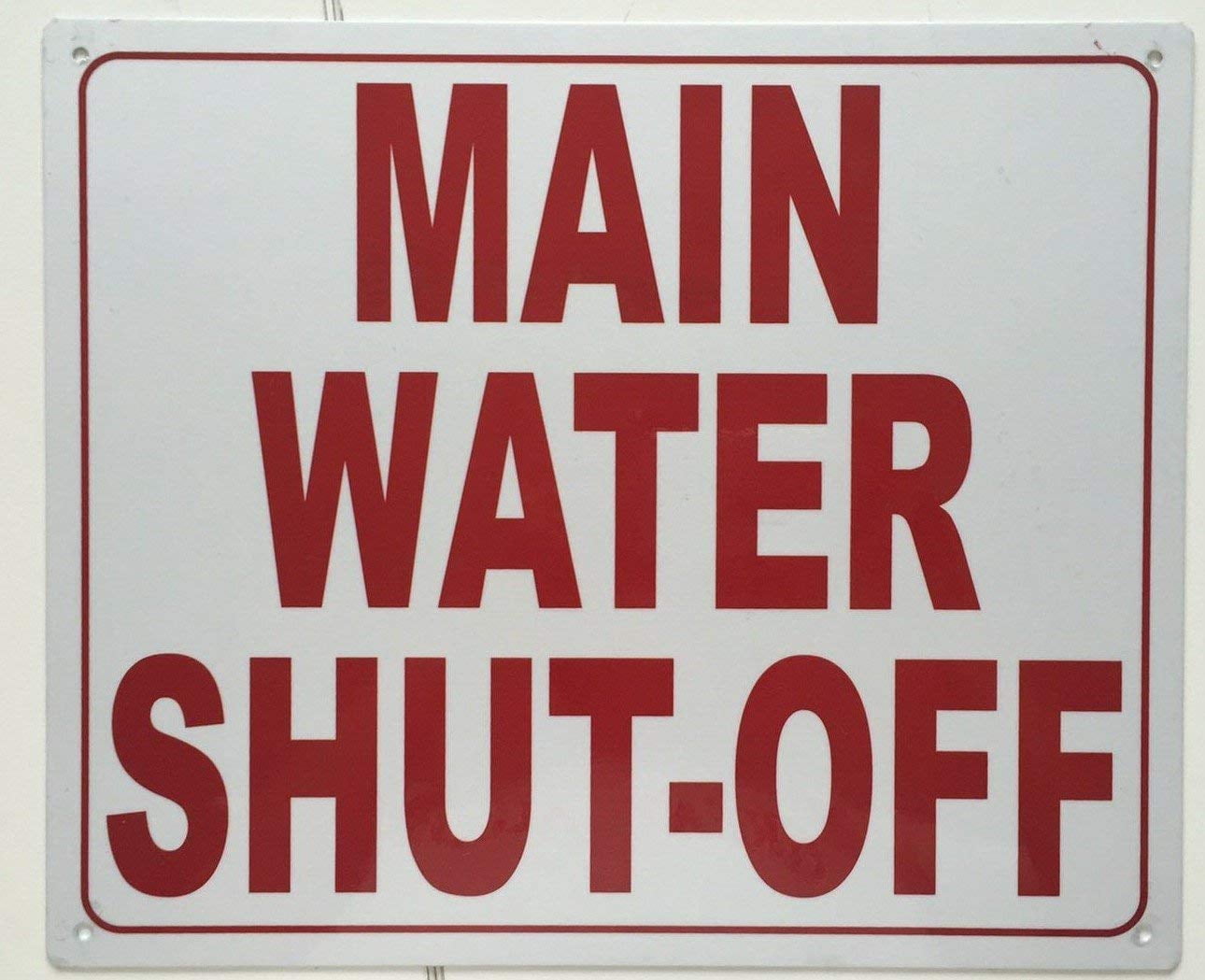 Building Signs, Main Water Shut Off Sign, Reflective Aluminium, White ...