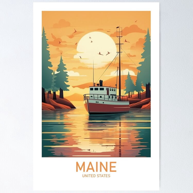 MAINE UNFRAMED Poster, 18x24 - Walmart.com