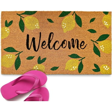 Mainstays Outdoor Sunshine Coir and Stripe Layering Doormat Set, 2 ...