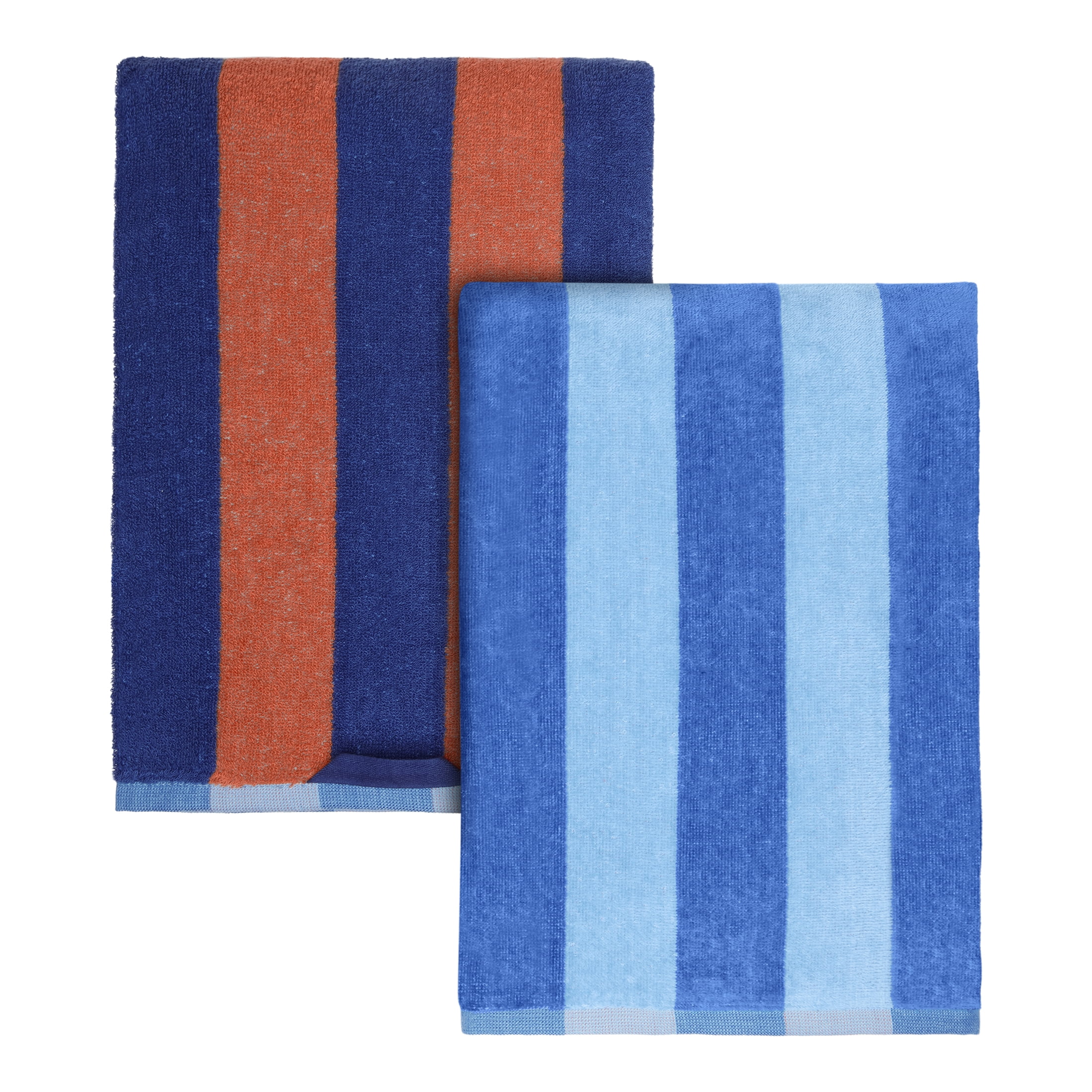 Mainstays Cabana Striped Red and Blue Cotton-Blend Beach Towels 28x58 ...