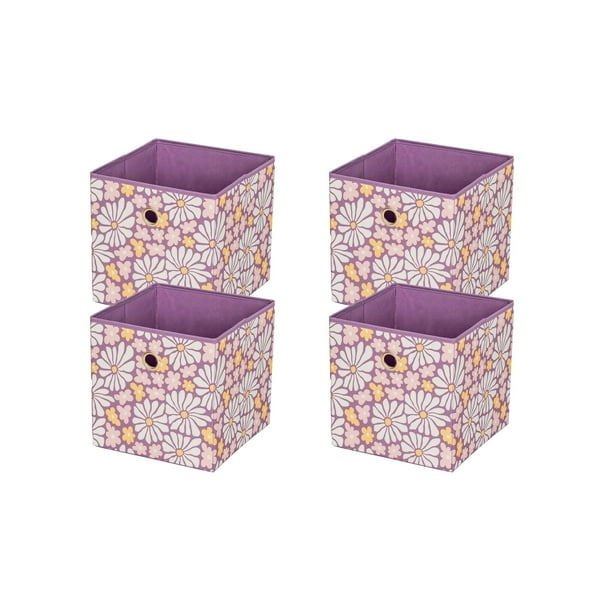 Mainstays Collapsible Fabric Cube Storage Bins (10.5" x 10.5"), 4 Pack ...