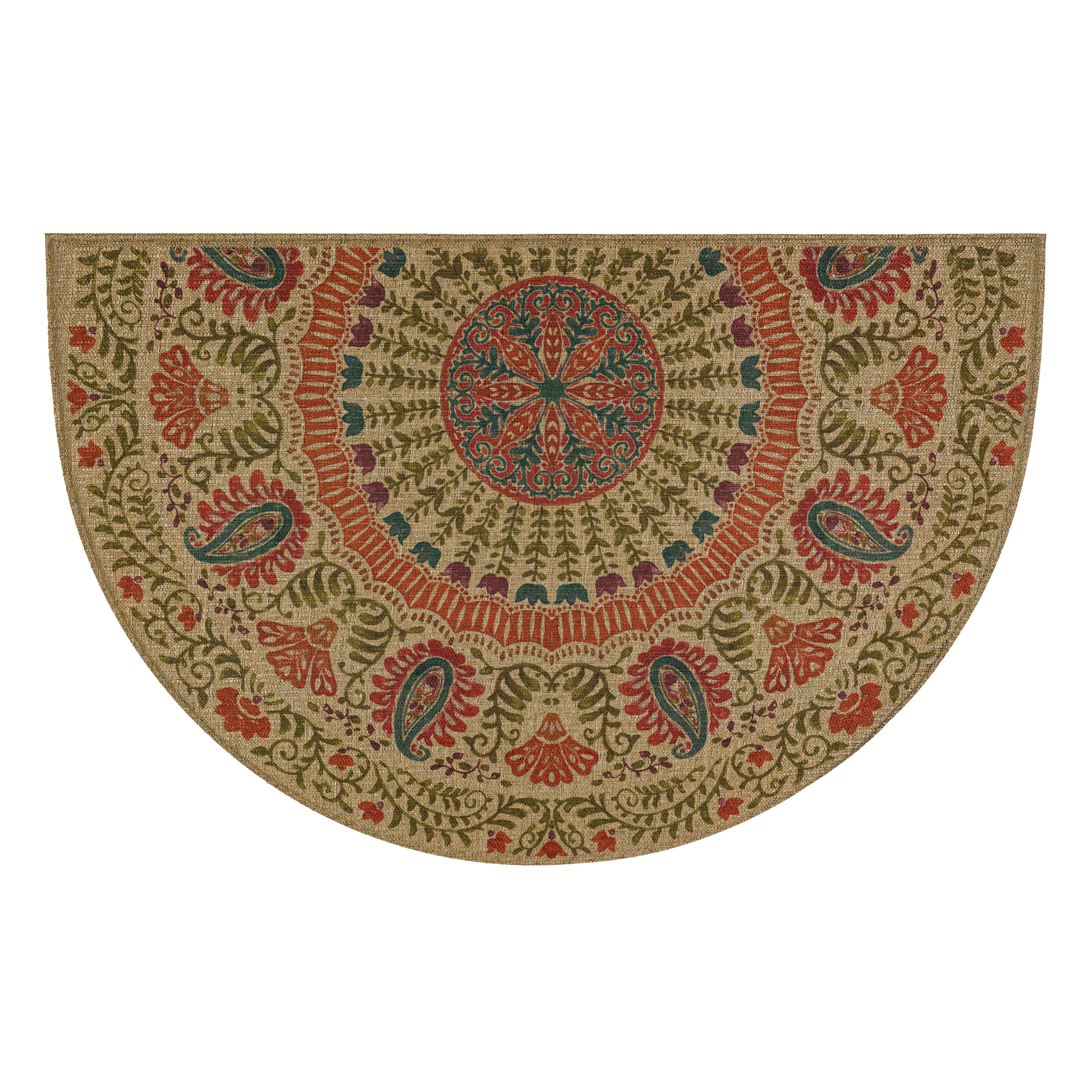 Mainstays Paisley Crescent Low Pile All Weather Rubber Backed Slice ...