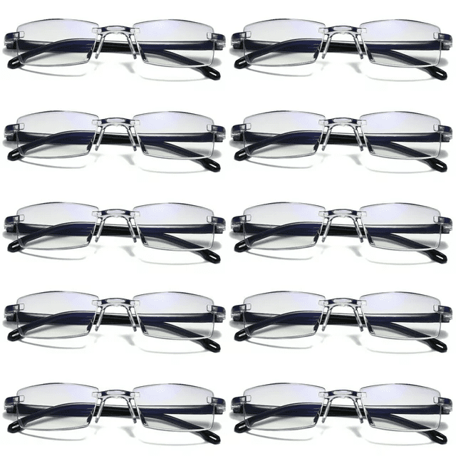 MAINYU 10 Pack Rimless Computer Reading Glasses Blue Light Blocking ...