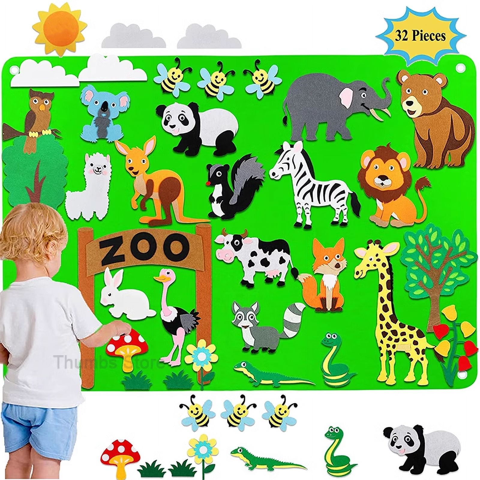 MAINYU 32 Pcs Felt Board Story Set for Toddlers Felt Jungle Toys ...