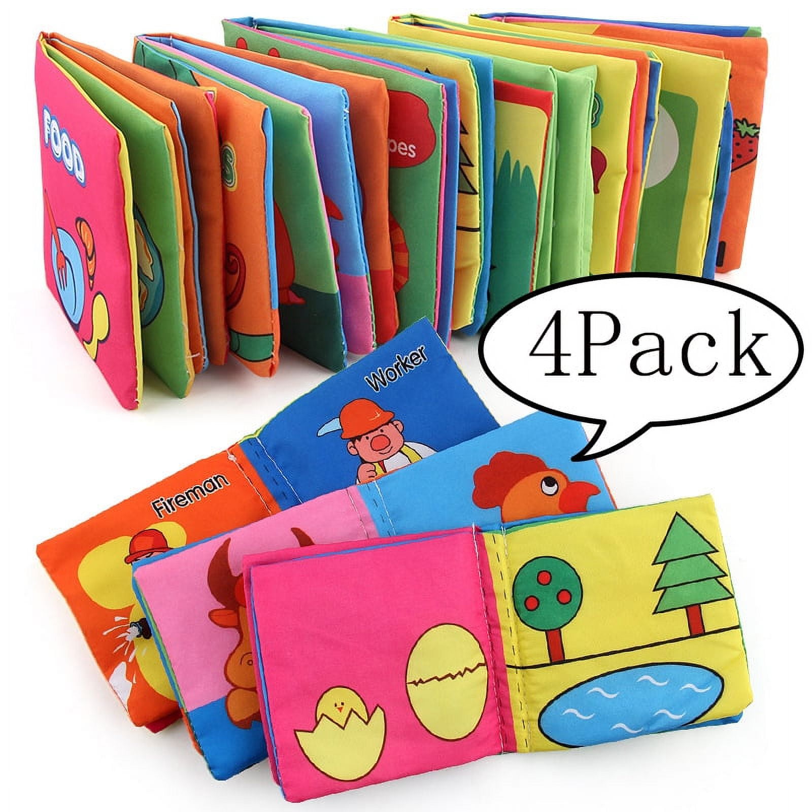 MAINYU 4 Pack Baby Books Toys 0-6 Months,Soft Crinkle Books Baby Toys ...