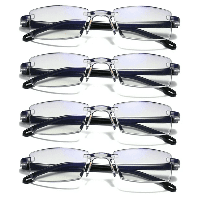 MAINYU 4 Pack Rimless Reading Glasses Blue Light Blocking Computer ...