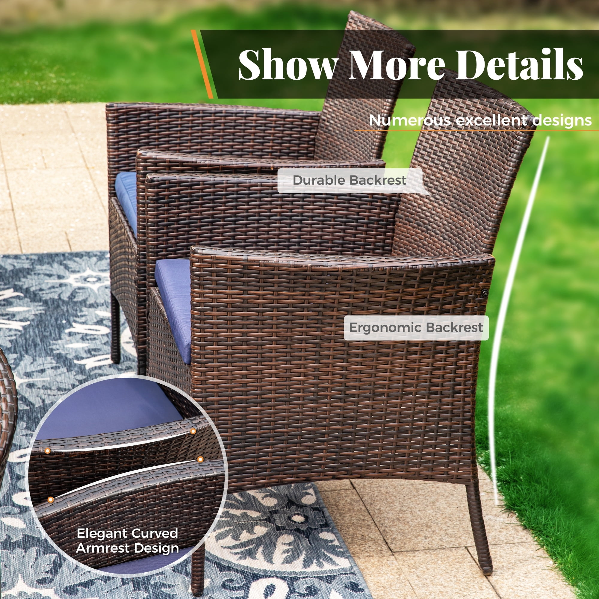 MAISON ARTS 7/9 Patio Dining Set, Expendable Rectangular Outdoor Dining ...